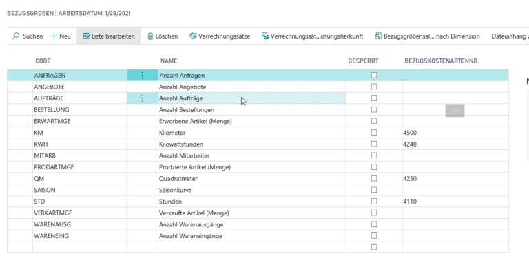 Kostenrechnung für Microsoft Dynamics 365 Business Central